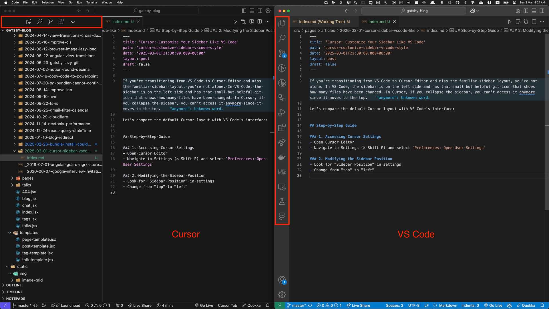 Cursor: Customize Your Sidebar Like VS Code | Trung Vo